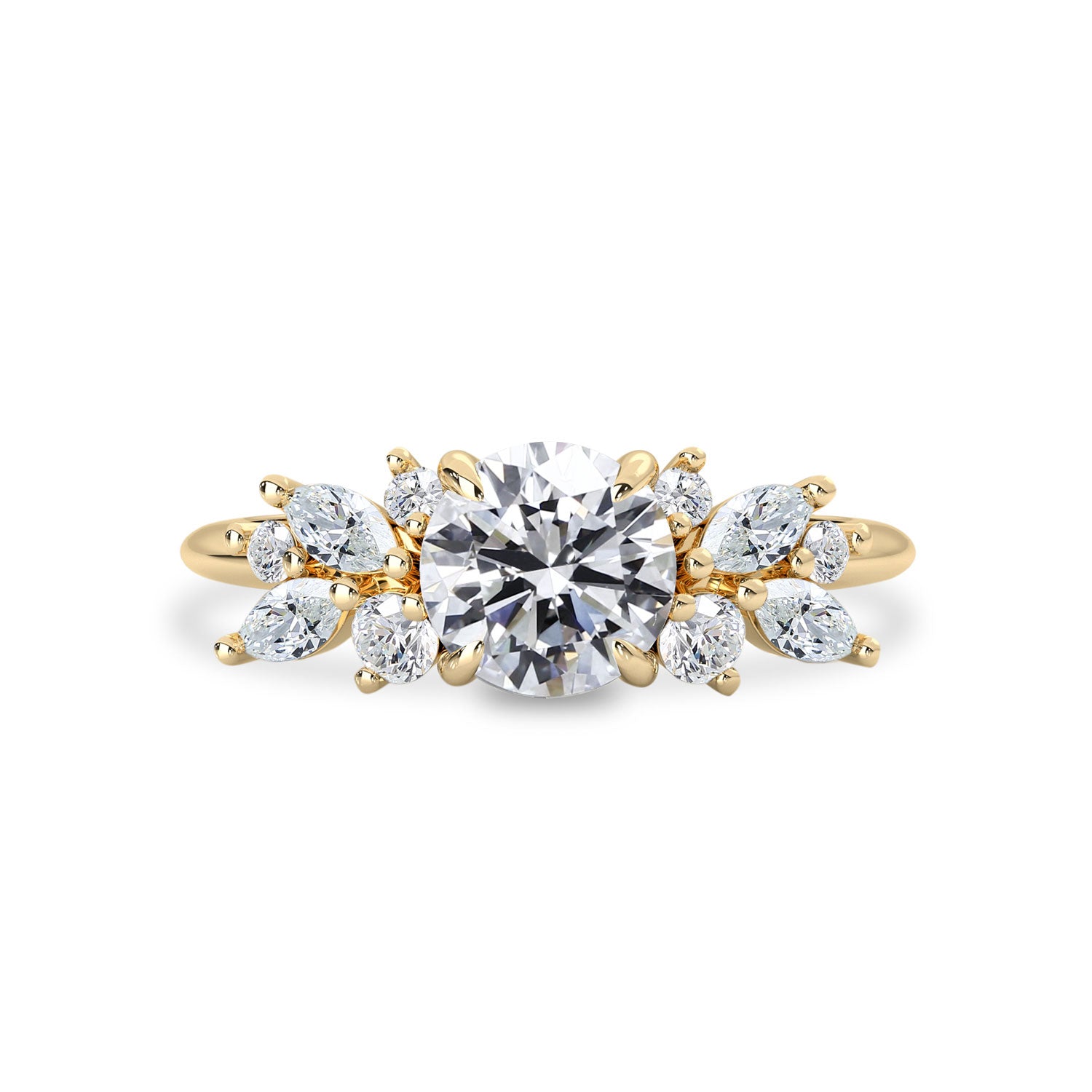 Round Anna's Dream Engagement Ring, Round Brilliant Cut Moissanite/Lab ...