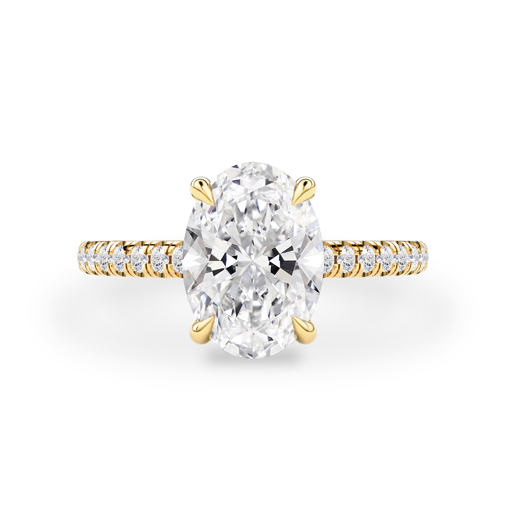Riley Oval Moissanite/Lab Grown Diamond Hidden Halo Engagement Ring ...