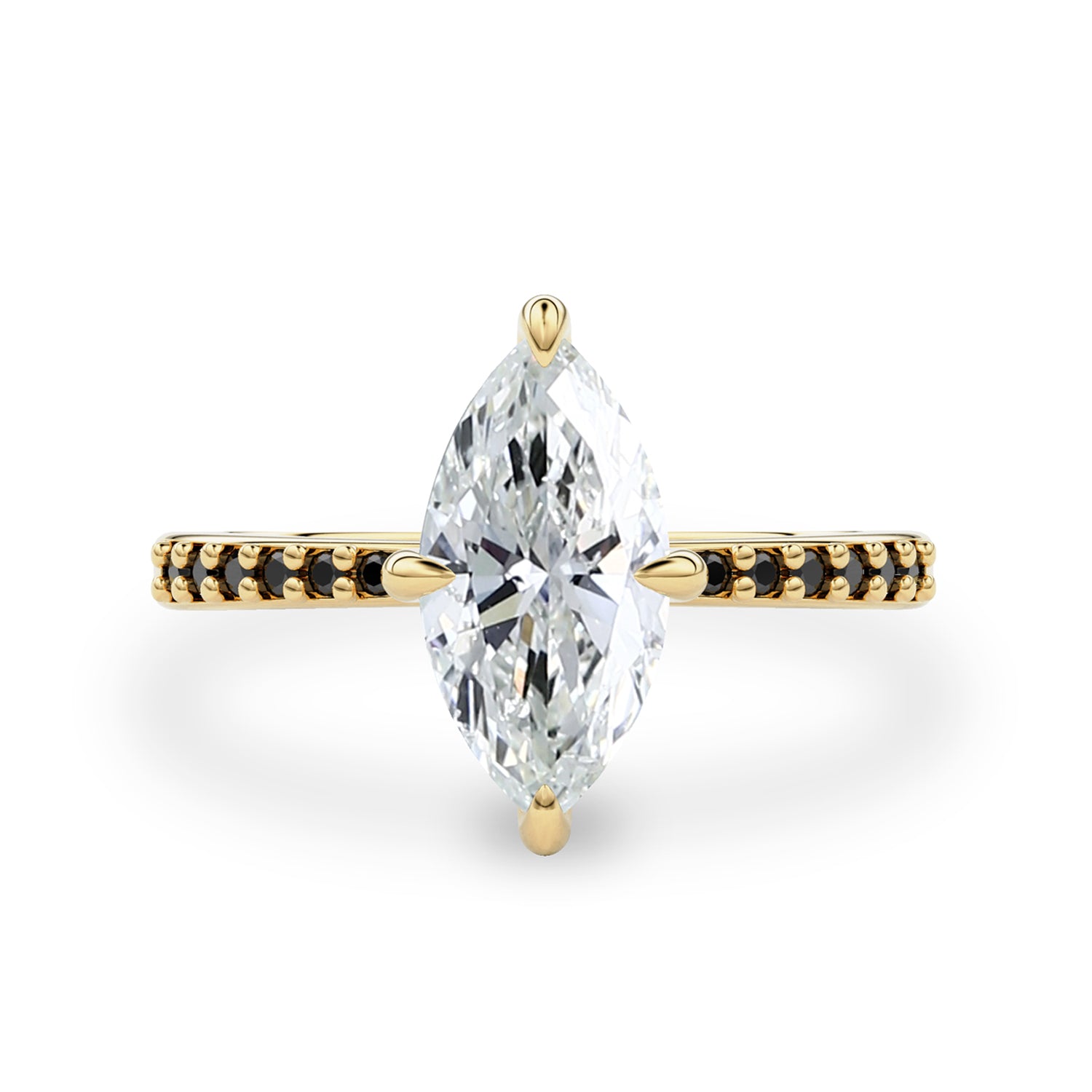 Marquise Cut Moissanite Engagement Ring, Compass Oriented Prongs ...