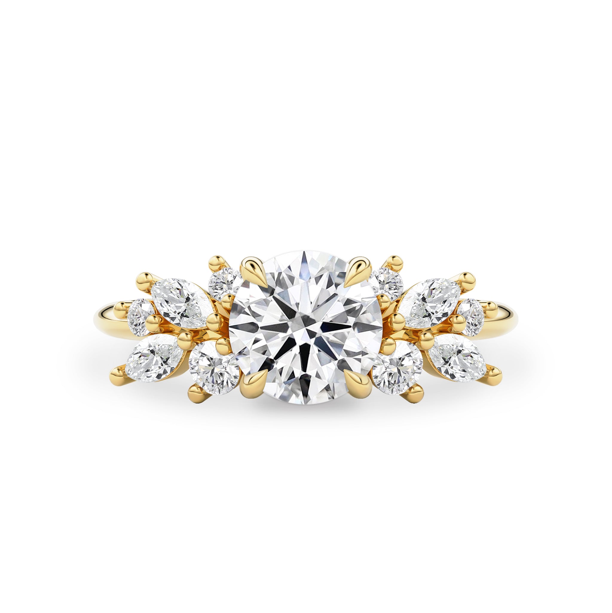 Round Anna's Dream Engagement Ring, Round Brilliant Cut Moissanite/Lab ...