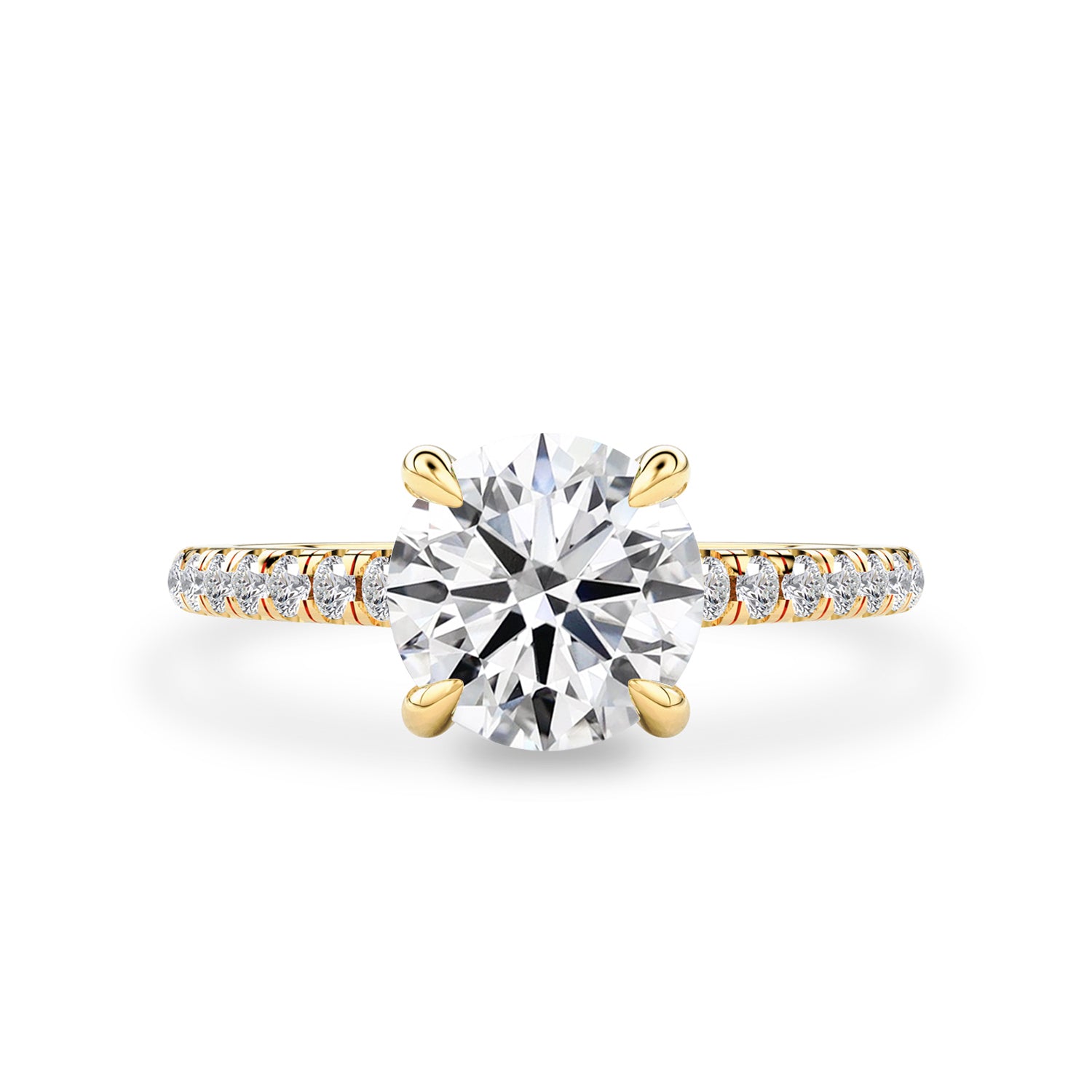 Riley Round Moissanite/Lab Grown Diamond Hidden Halo Engagement Ring ...