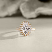 Emily Forever Oval Moissanite/Lab Grown Diamond Halo Engagement Ring ...