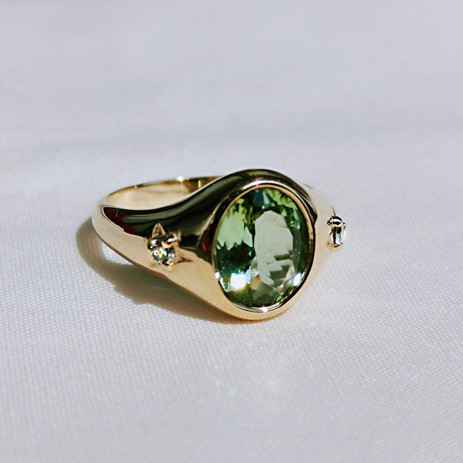 Mint Green Tourmaline Signet Ring | Bellisa Jewellery